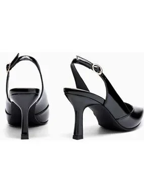 Shoes | Womens Slingback Kitten Heels Closed Patent Leather Toe ...